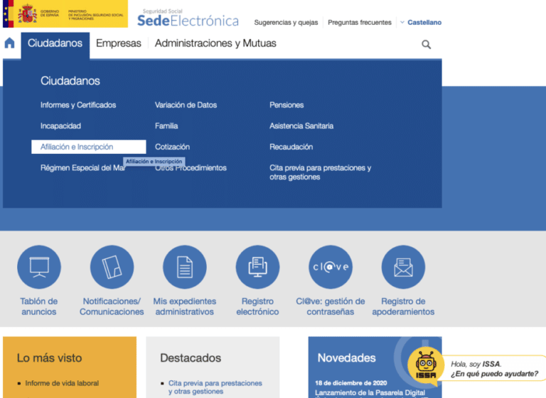 Modificar datos Seguridad Social